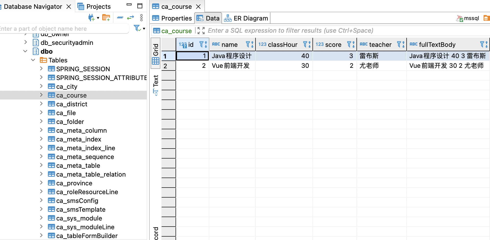 微软mssql数据库 | crudapi